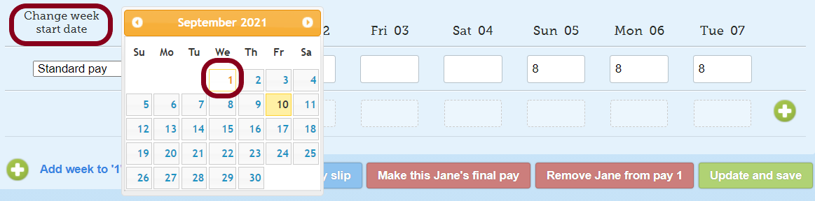 Making a correction to a past timesheet