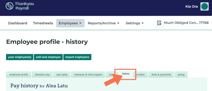Entering Previous Pay History for an Employee