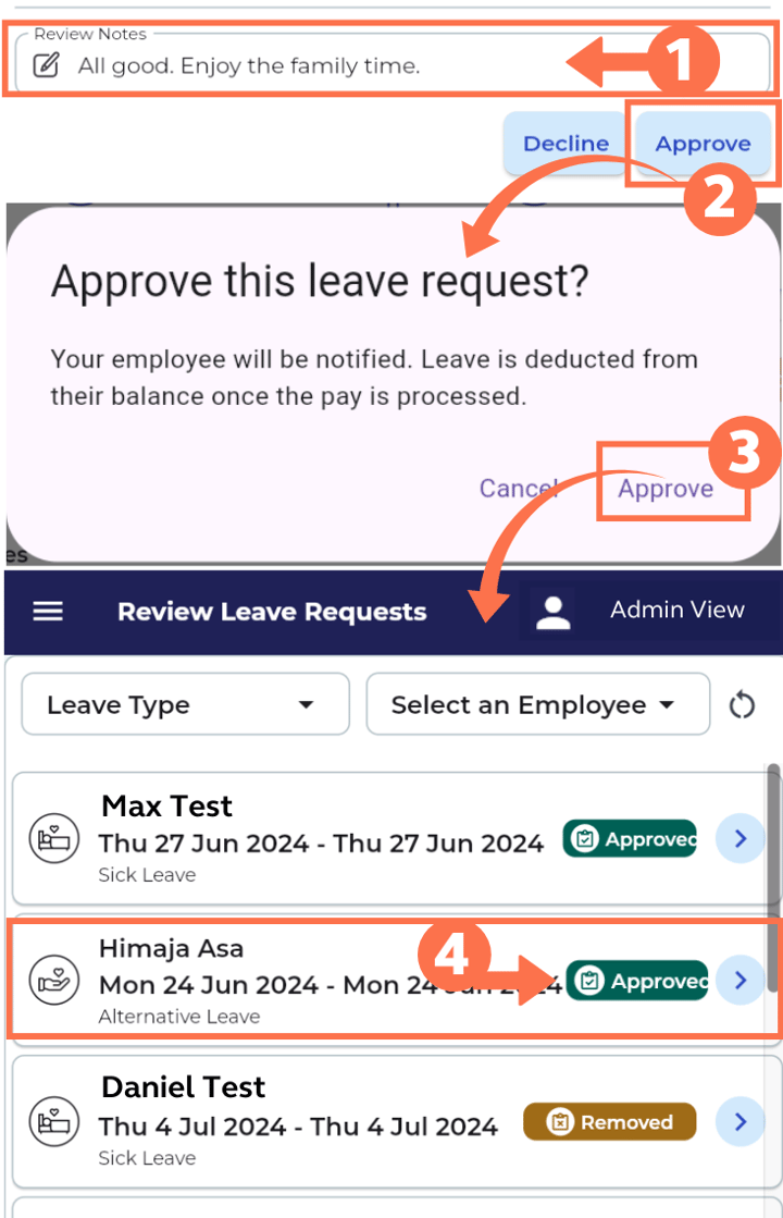 Approving Leave Requests - Payroll Portal