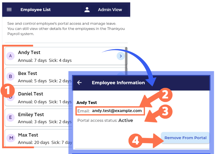 Inviting or Removing Employees from the Payroll Portal