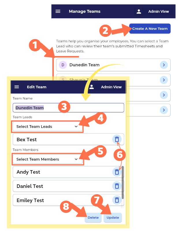 Creating Teams, Assigning Team Leaders and Members in the Payroll Portal