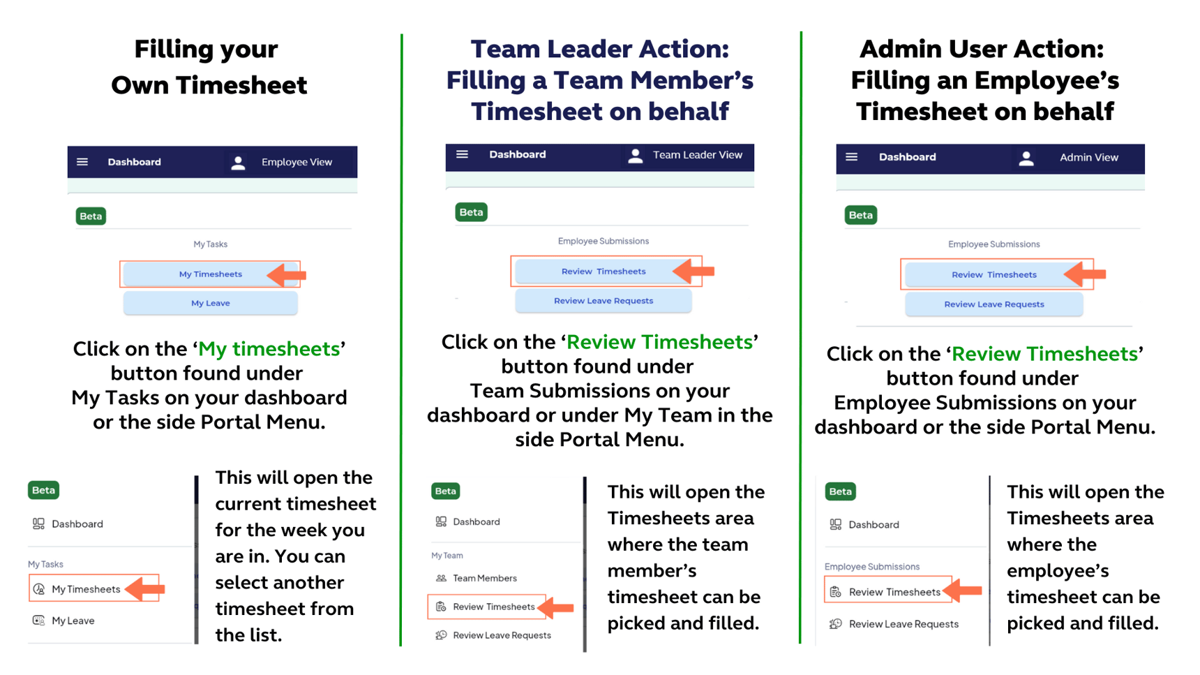 Selecting a Timesheet To Fill in the Payroll Portal
