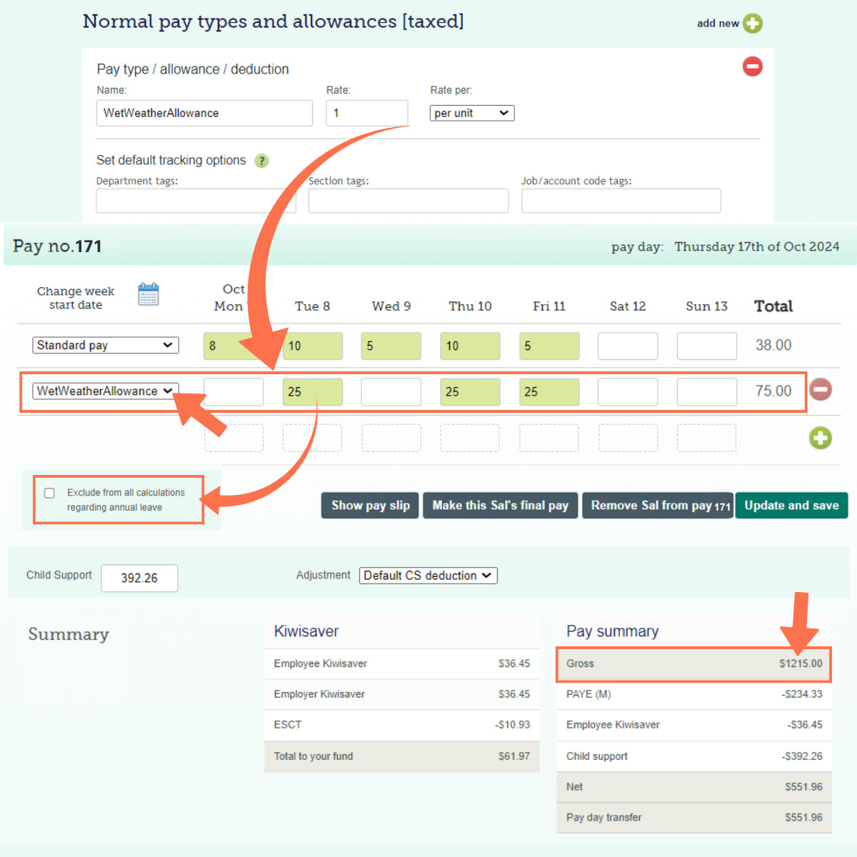 Creating a Taxable Wet Weather Allowance Custom Pay Type