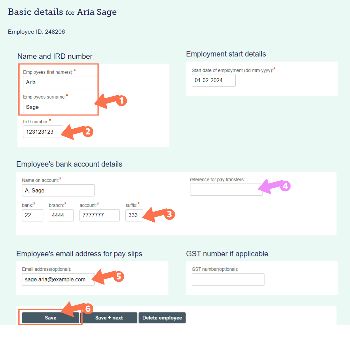How do I Set Up a Young Employee in the System?