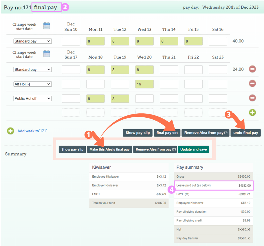 Creating a Final Pay (Termination Pay) for a Departing Employee