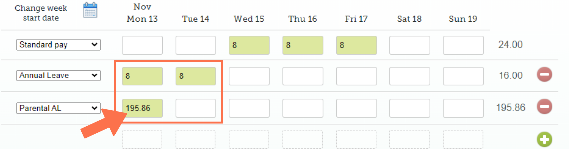 Paying Annual Leave Allocated during Parental Leave at AWE-only rate in a Timesheet