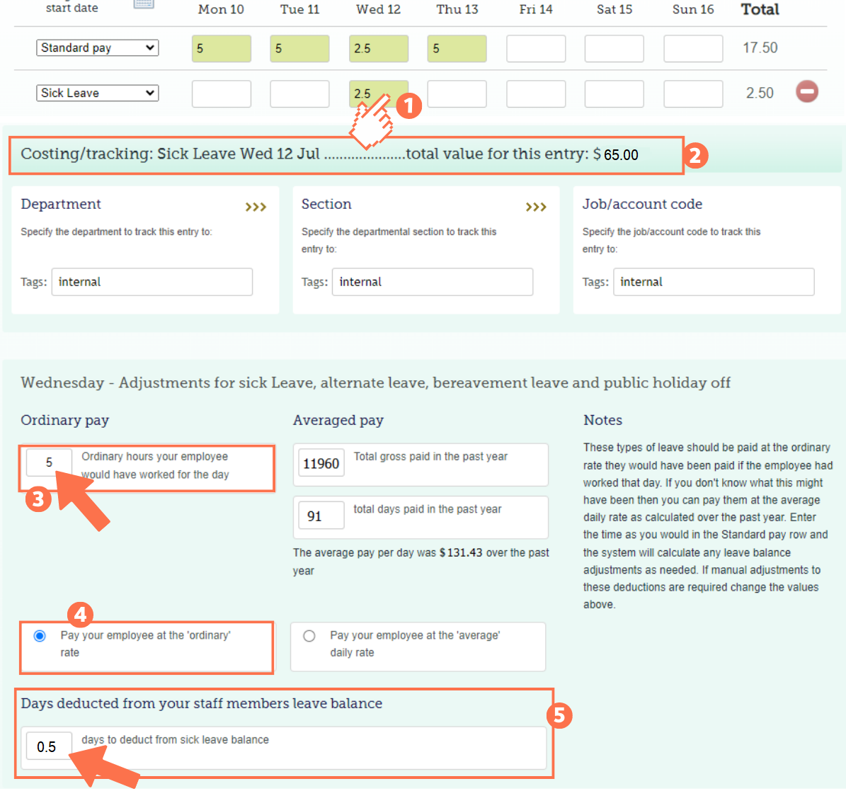 Checking Sick Leave Calculations for a Fixed-Term Employee's Timesheet