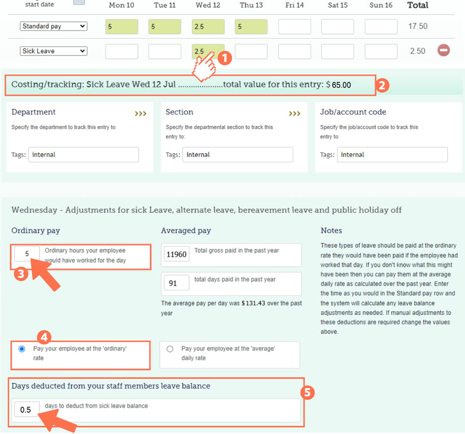Checking Sick Leave Calculations for a Fixed-Term Employee's Timesheet