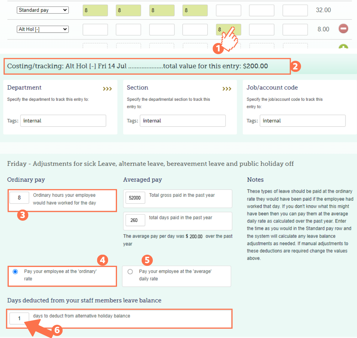 Checking Alternative Leave Calculations in a Permanent Employee's Timesheet