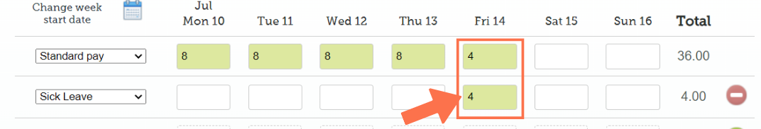 Adding Sick Leave to a Timesheet for a Permanent Employee