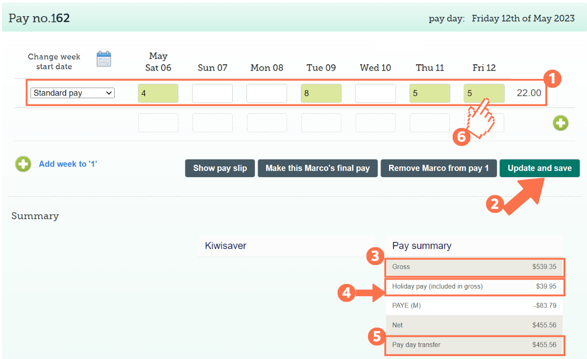 8% PAYG in the Casual Employee's Timesheet