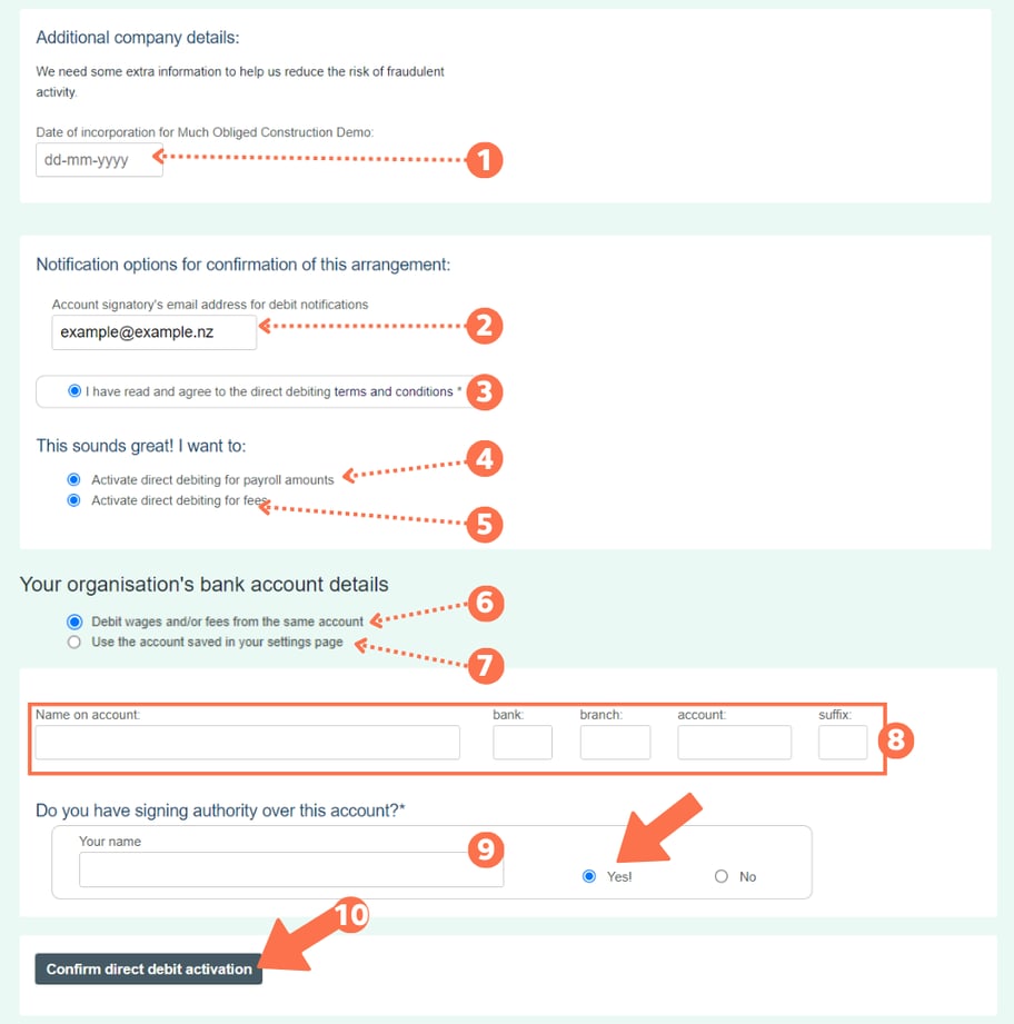 Setting up Direct Debiting