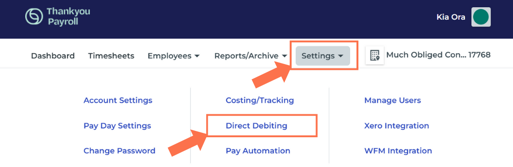 Setting up Direct Debiting