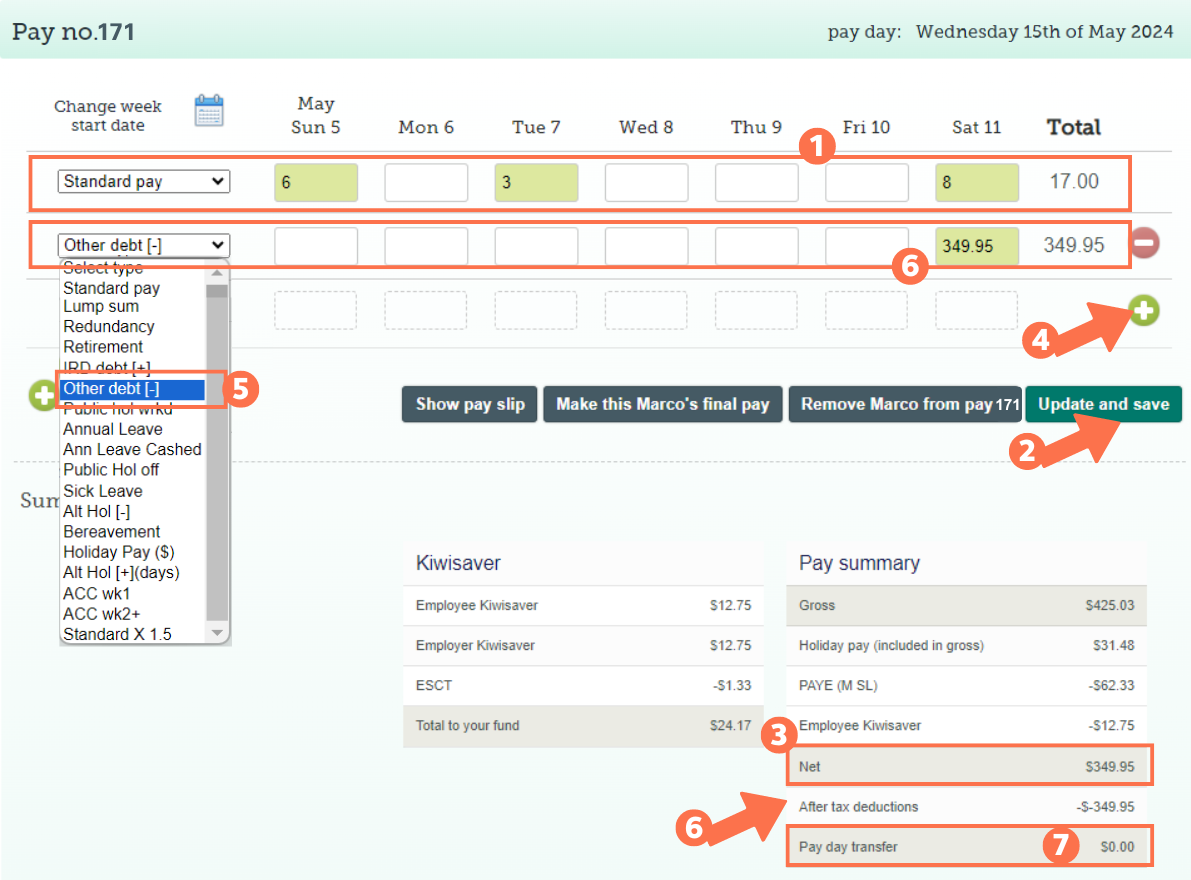Wages as Cash Payments - Timesheet Entry, Calculation and Paying Tax