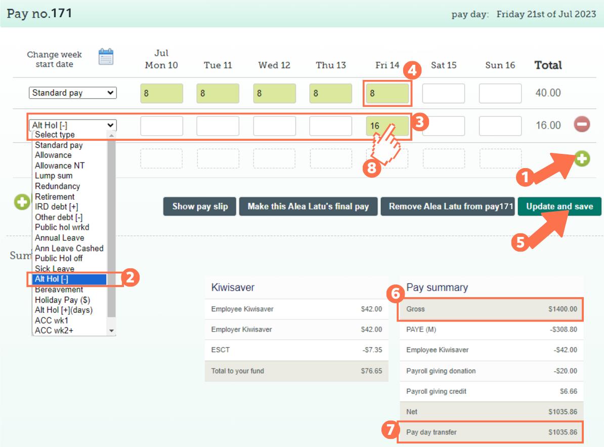Cashing up Alternative Leave Balance for Permanent Employees