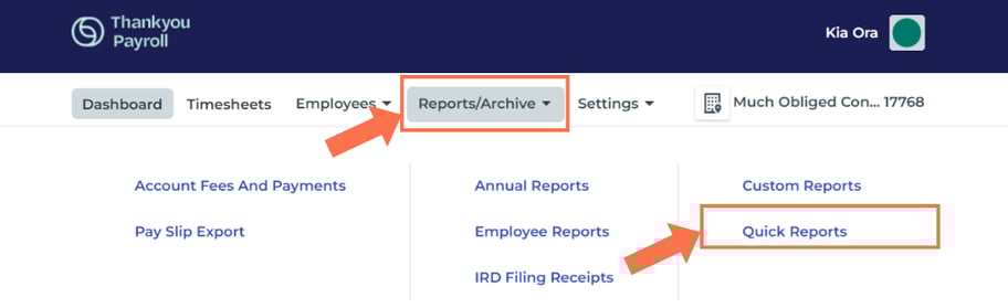 The Quick Reports Function
