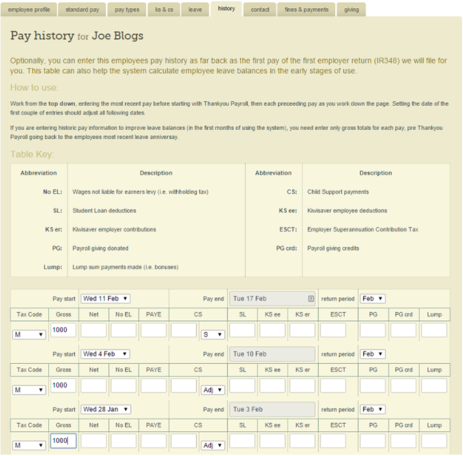 Entering Previous Pay history for an employee